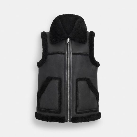 Coach | Jackets & Coats | Nwt Coach Outlet Reversible Shearling Vest ...